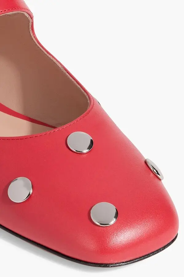 Bally Belkys Studded Leather Mary Jane Flats - Red