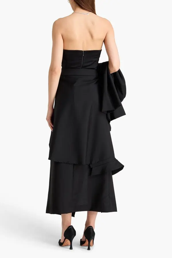 RÓHE Layered Wool And Mohair-blend Midi Wrap Skirt