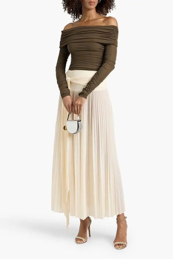 Ronny Kobo Ines Pleated Stretch-jersey Maxi Skirt