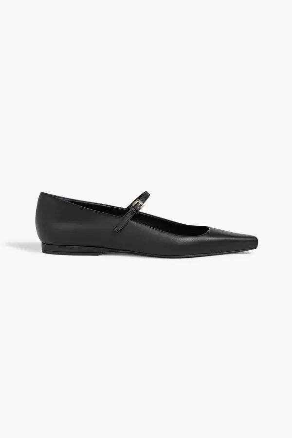 Loulou De Saison Alice Leather Mary Jane Flats - Black