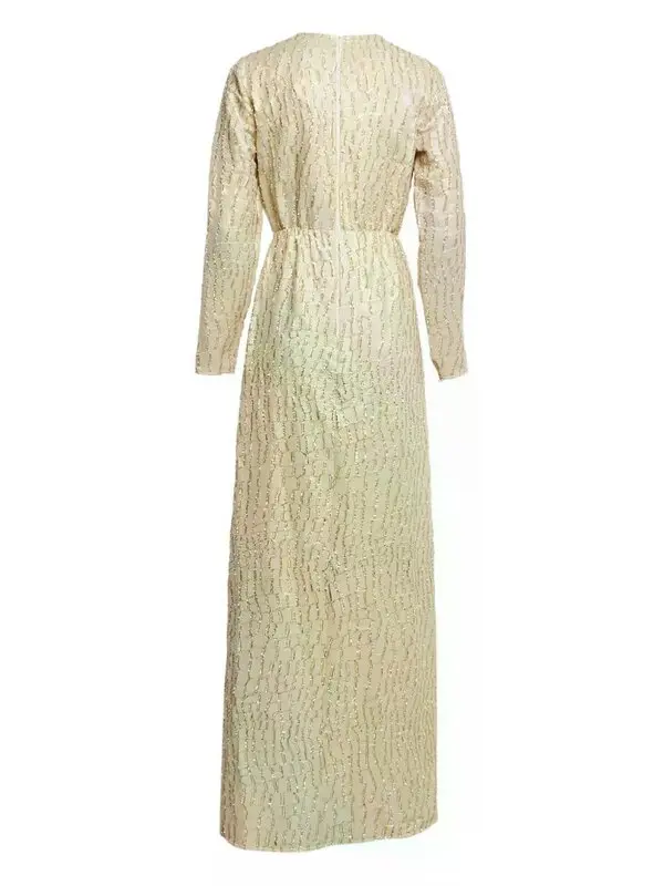 Max Mara V-neck Maxi Dress With Pleated Skirt
