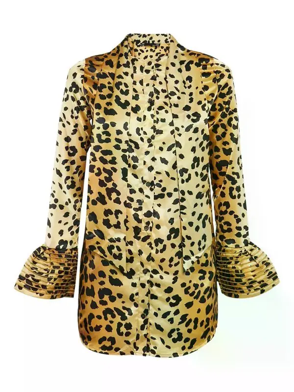 Moschino Leopard-print Mini Dress With Bell Sleeves - Neutrals