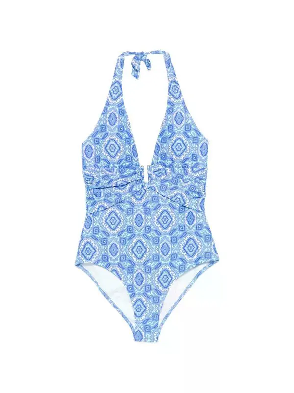 Heidi Klein Paisley Print Halterneck Swimsuit - Blue