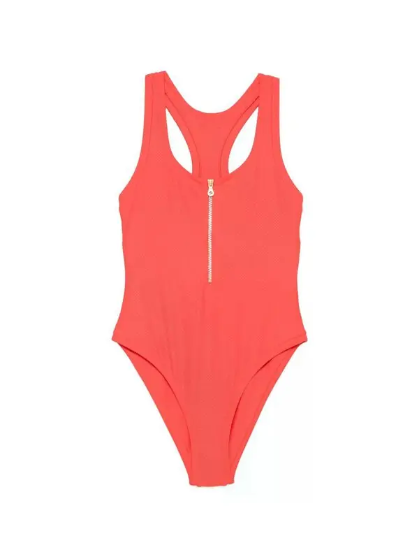 Heidi Klein Zip-up Honeycomb Texture Swimsuit - Red