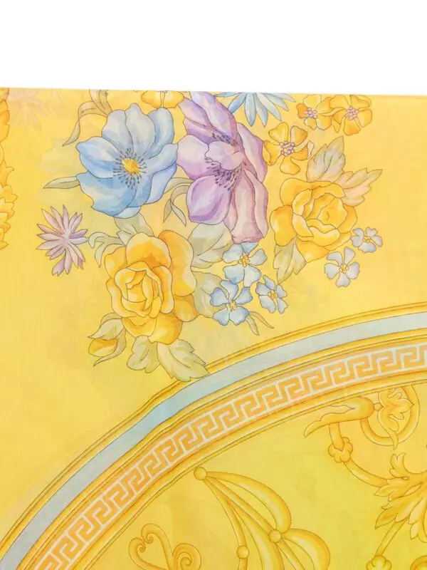 Versace 1990s Greca-print Floral-print Scarf