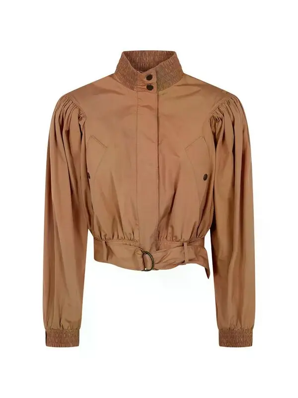 Chloé Belted Puff-sleeve Jacket - Brown