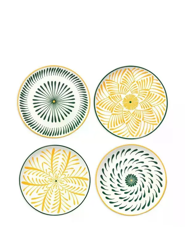 SERAX Bazaar Geometric-pattern Breakfast Plates - Neutrals