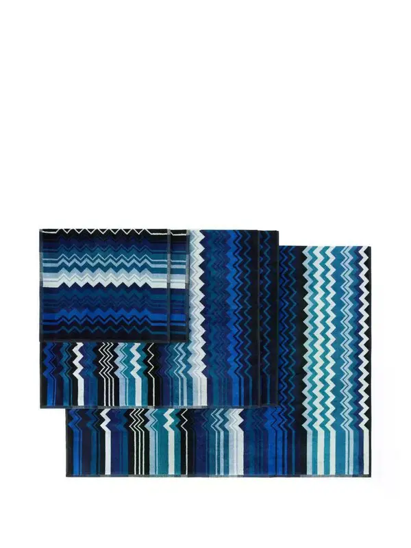 Missoni Giacomo Zigzag-print Towel Set - Blue