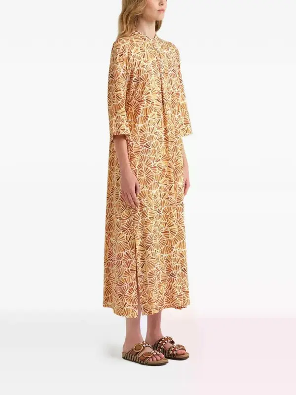 Malìparmi Fan Print Side Slit Midi Dress