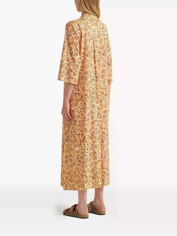 Malìparmi Fan Print Side Slit Midi Dress