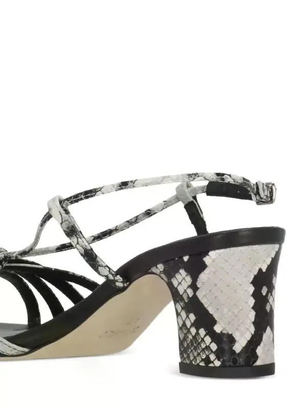JULIE DEE Snakeskin Effect Strappy Sandals - Black