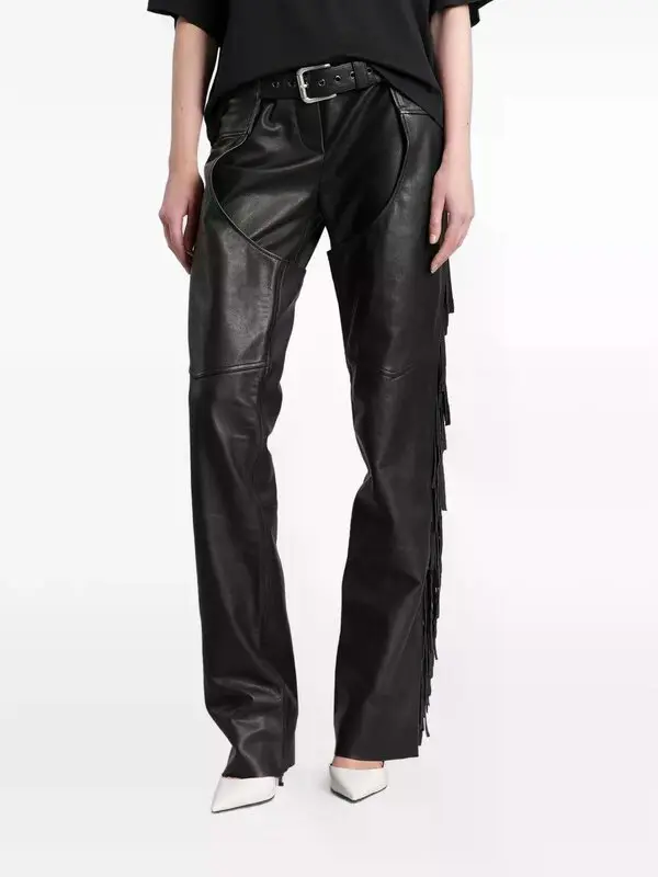 ANGELICA MONTINI Leather Fringe Trousers