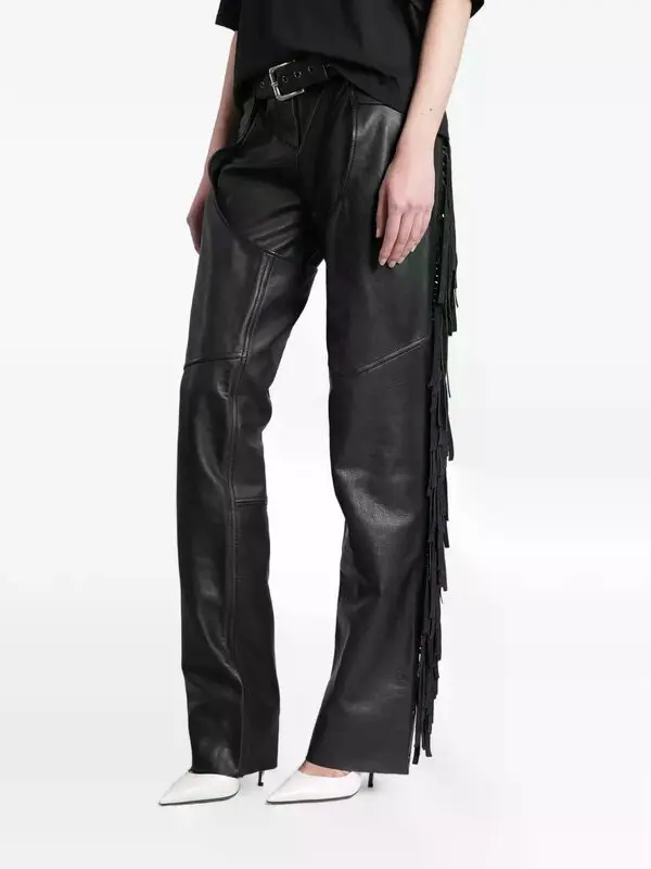 ANGELICA MONTINI Leather Fringe Trousers
