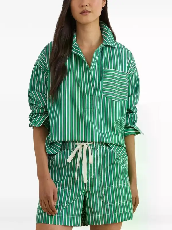 Ralph Lauren Striped Cotton V-neck Blouse