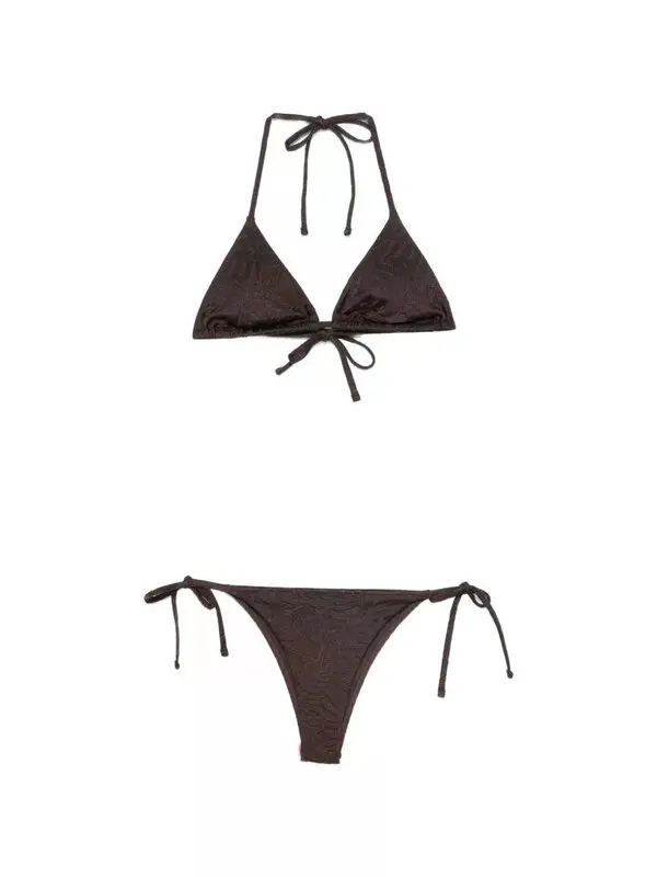 Emporio Armani Floral-jacquard Bikini - Brown