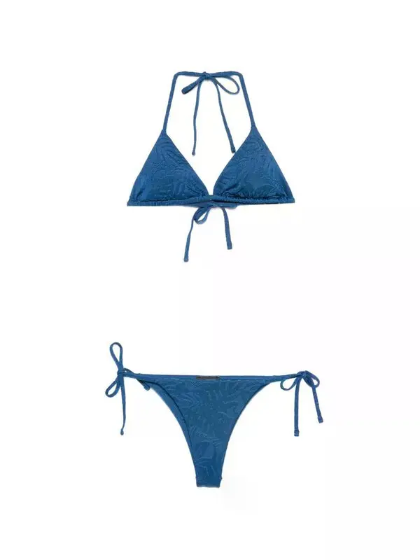 Emporio Armani Floral-jacquard Triangle Bikini - Blue