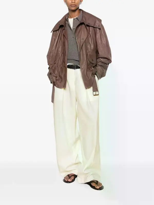 Calvin Klein Off- Pleated Tailored Wide-leg Trousers