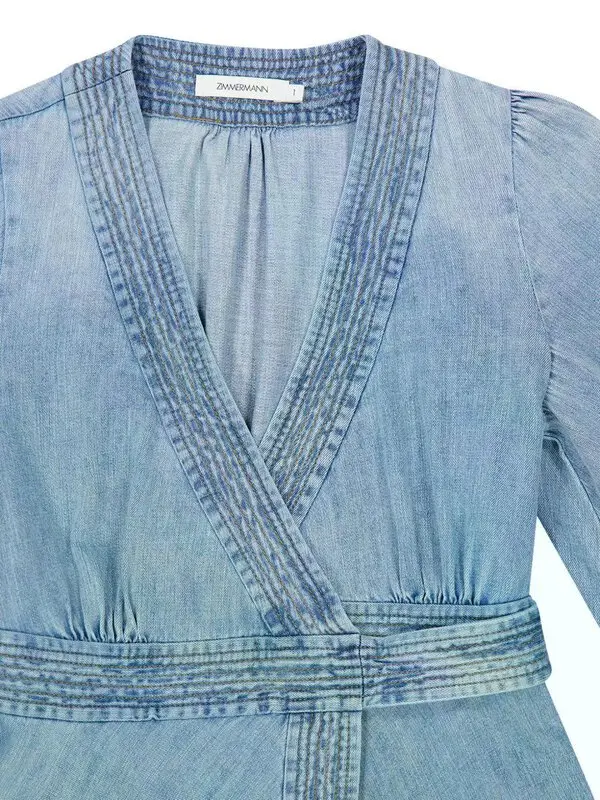 Zimmermann Indra Wrap Midi Dress - Blue