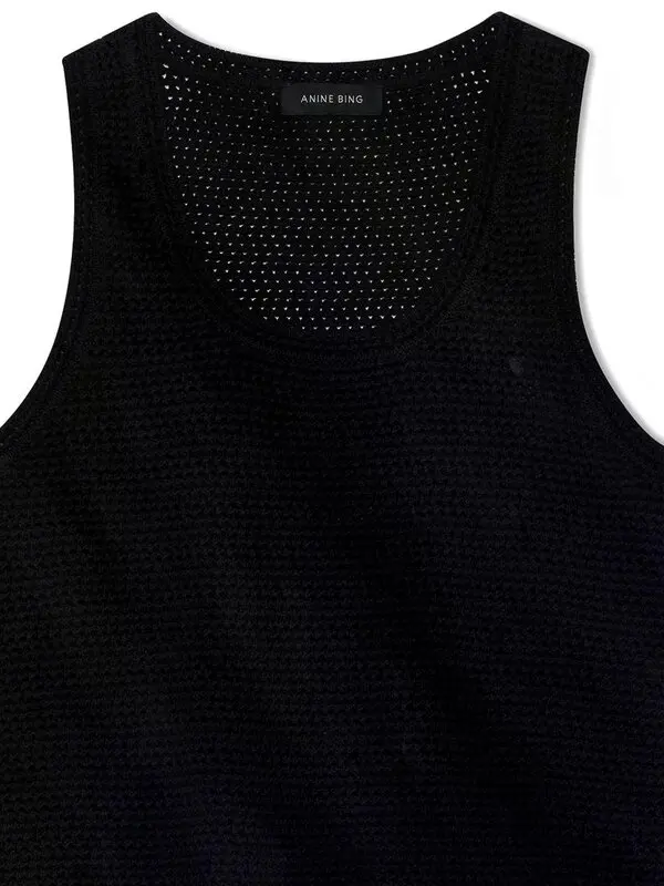 ANINE BING Arie Crochet-knit Tank Top - Black