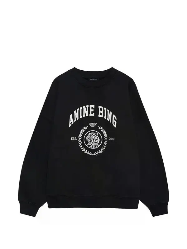 ANINE BING Miles Logo Print Sweatshirt - Black