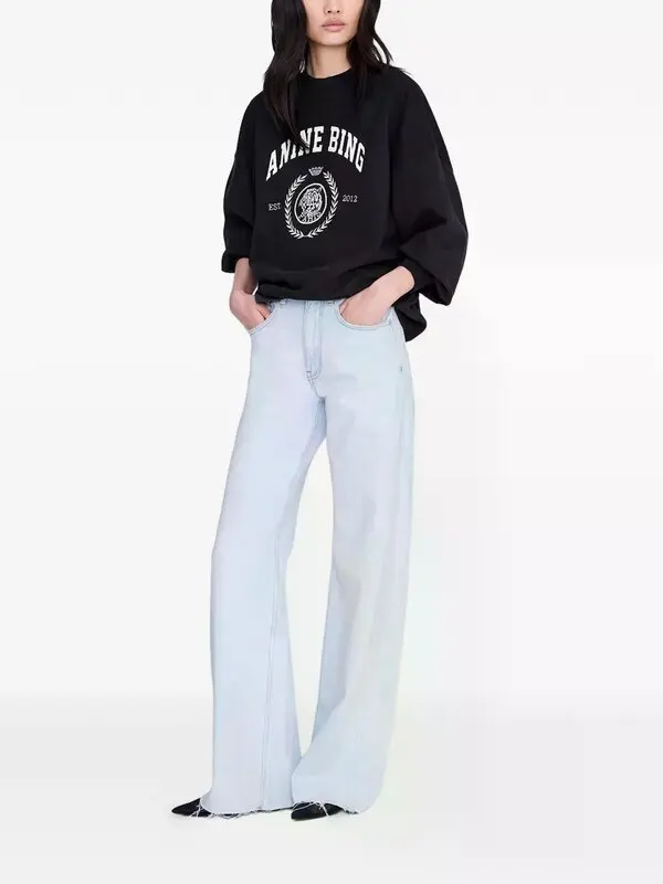ANINE BING Miles Logo Print Sweatshirt - Black