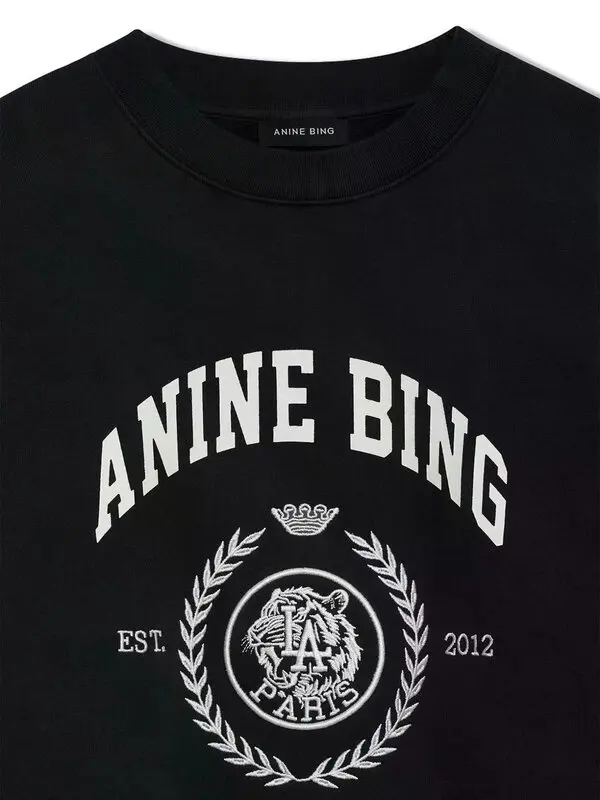 ANINE BING Miles Logo Print Sweatshirt - Black