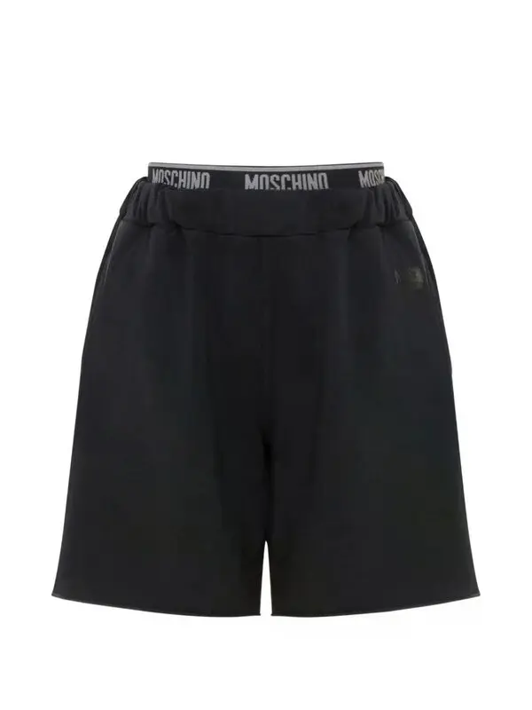 Moschino Waistband Raw-cut Shorts - Black
