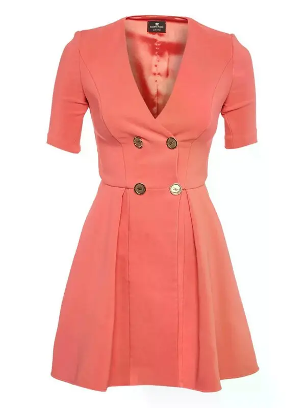 Elisabetta Franchi Coral Pink Double-breasted Mini Dress