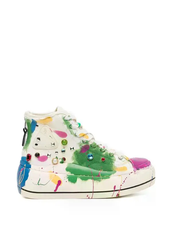 R13 Paint-splatter Stud-embellished Trainers