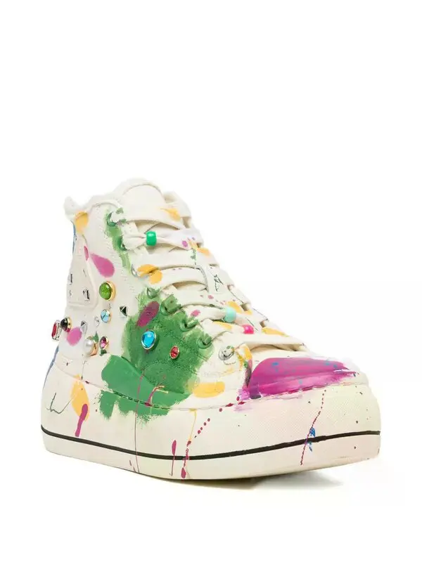 R13 Paint-splatter Stud-embellished Trainers