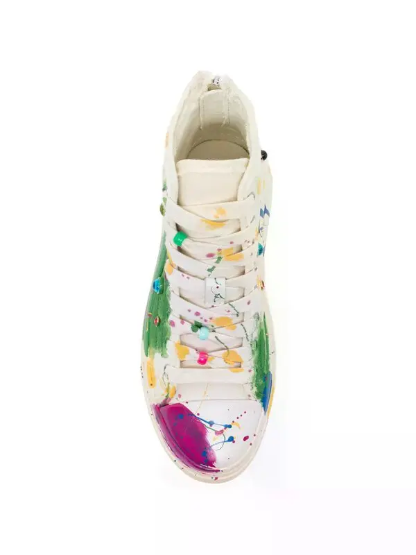 R13 Paint-splatter Stud-embellished Trainers