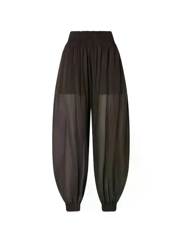 Pinko Smocked Semi-sheer Flowing Trousers - Brown