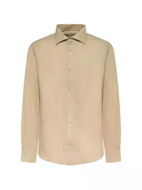 Eleventy Linen Spread-collar Shirt