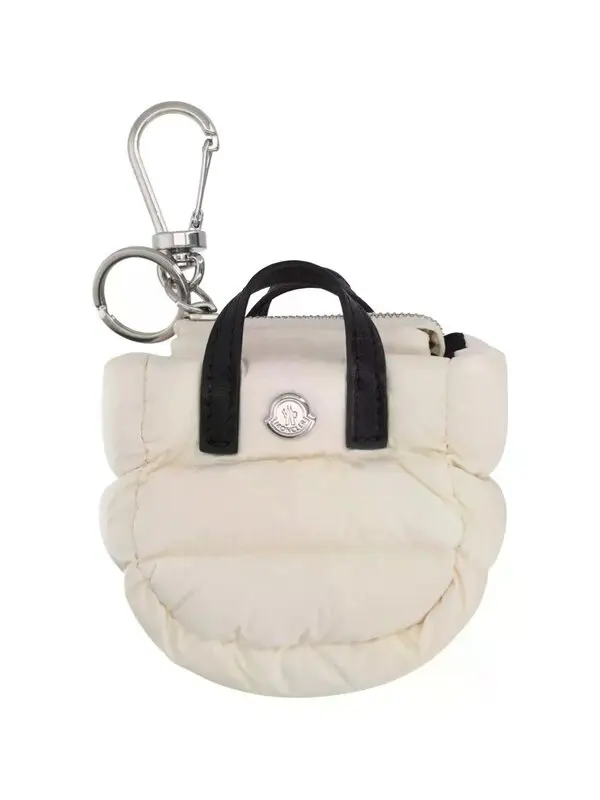 Moncler Quilted Leather Keyring - Neutrals