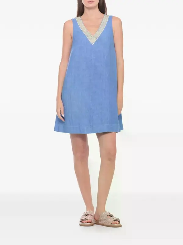 120% Lino Sequin-embellished V-neck Mini Dress