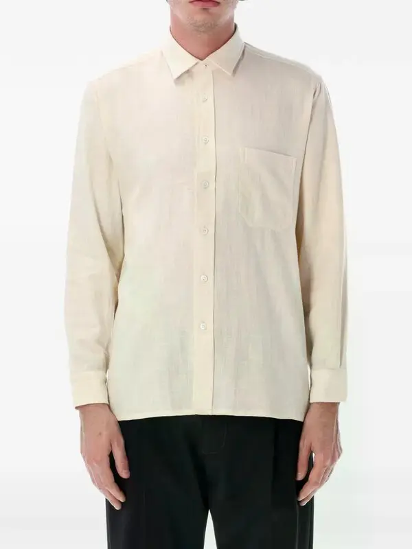SALVATORE PICCOLO Tahiti Chest-pocket Long-sleeve Shirt - Neutrals