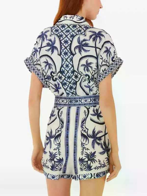 Farm Rio Wonderful City Belted Romper - White