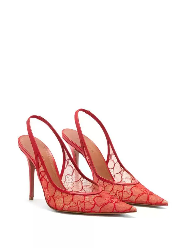 Amina Muaddi Lace-embellished Slingback Pumps