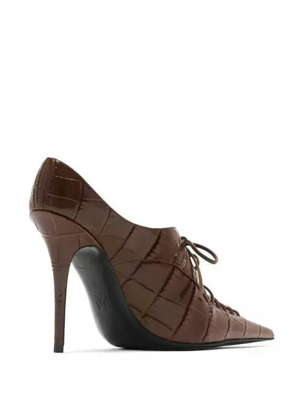 Amina Muaddi Croc-effect Lace-up Pumps