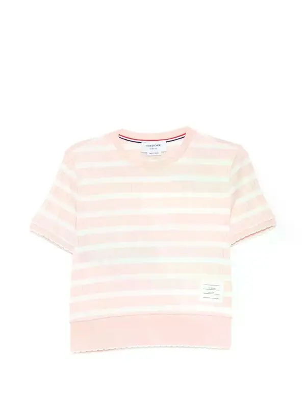 Thom Browne Striped T-shirt With Logo Patch