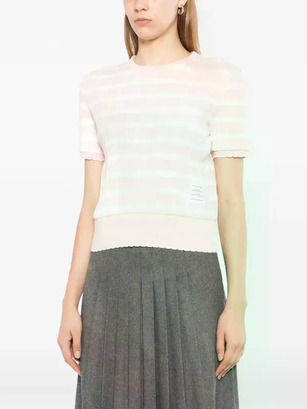 Thom Browne Striped T-shirt With Logo Patch
