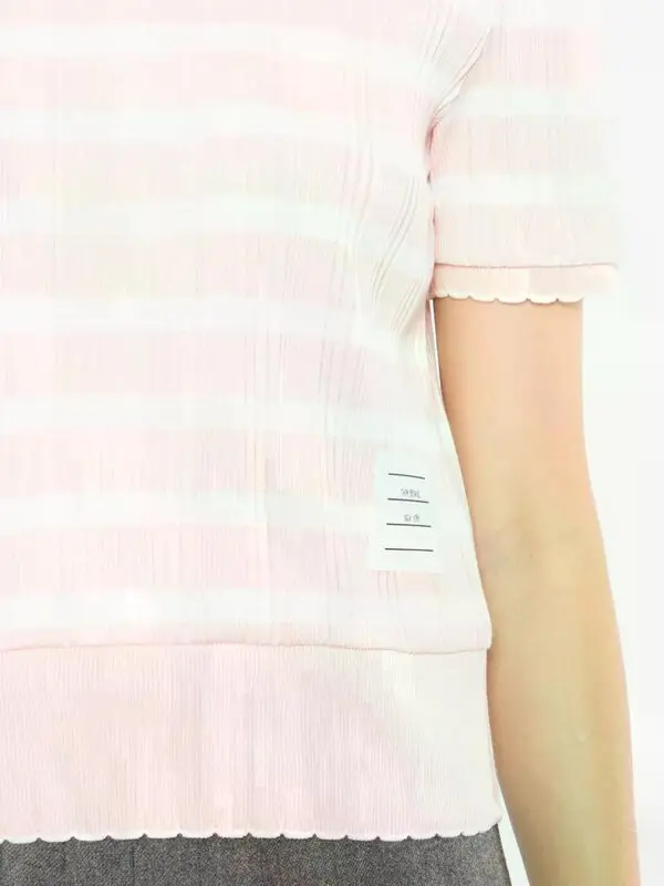 Thom Browne Striped T-shirt With Logo Patch