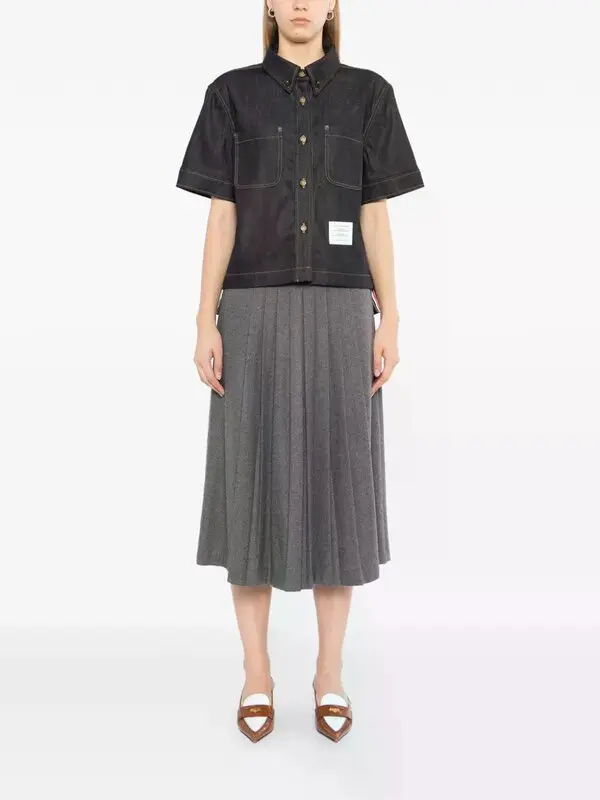 Thom Browne Logo-patched Short-sleeved Shirt