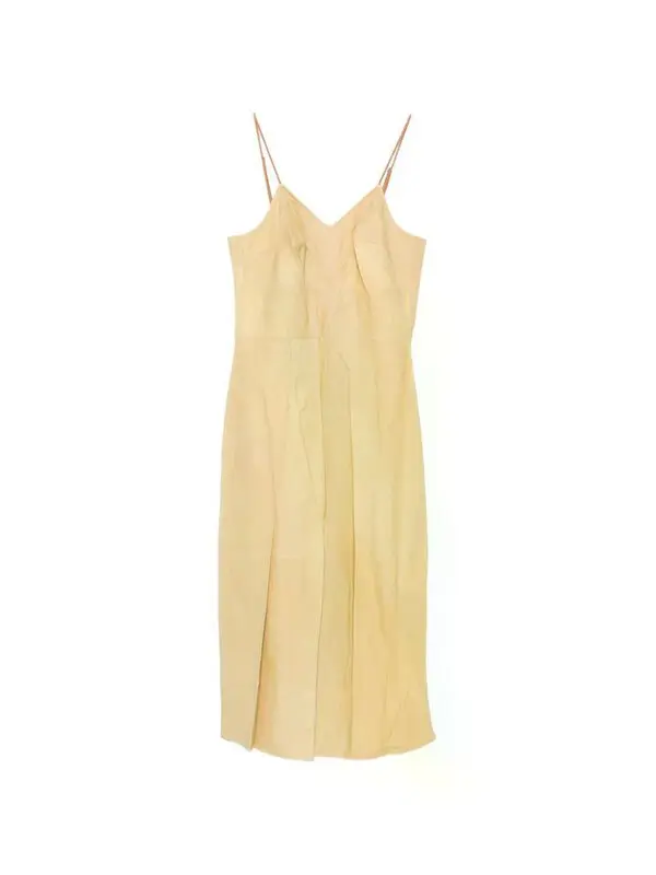 Calvin Klein Light Leather V-neck Midi Dress - Yellow