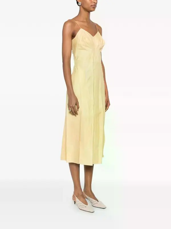 Calvin Klein Light Leather V-neck Midi Dress