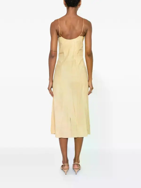 Calvin Klein Light Leather V-neck Midi Dress