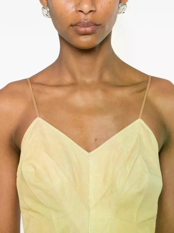 Calvin Klein Light Leather V-neck Midi Dress