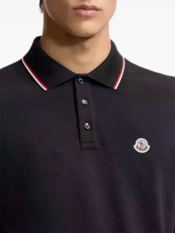 Moncler Tricolour-trimmed Logo-patch Polo Shirt