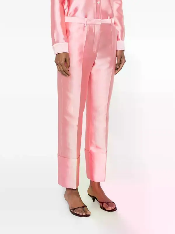 Calvin Klein Satin-finish Turn-up-cuff Trousers