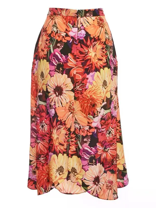 Stella McCartney Floral Print Asymmetric Hem Midi Skirt